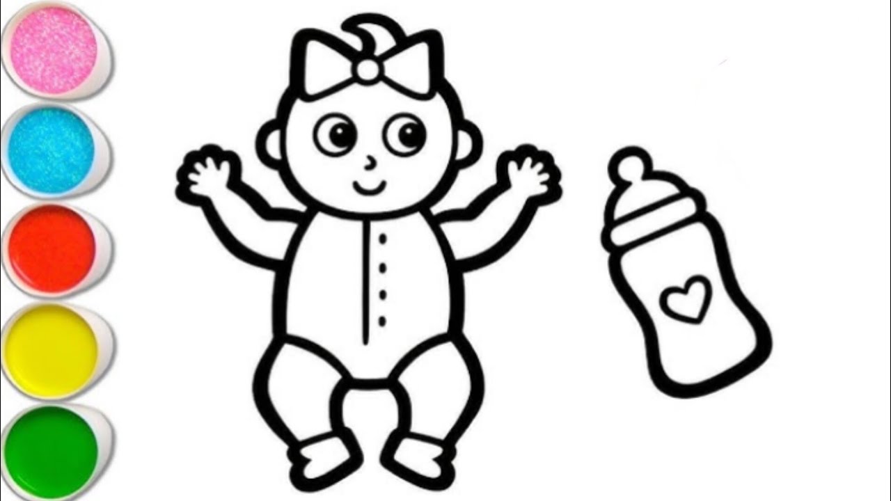 Baby with a Pacifier Drawing Painting and Coloring for Toddlers ...