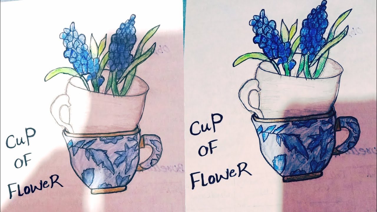 How to draw? A cup df flawer beautiful drawing #cup #stepbystepdrawing ...
