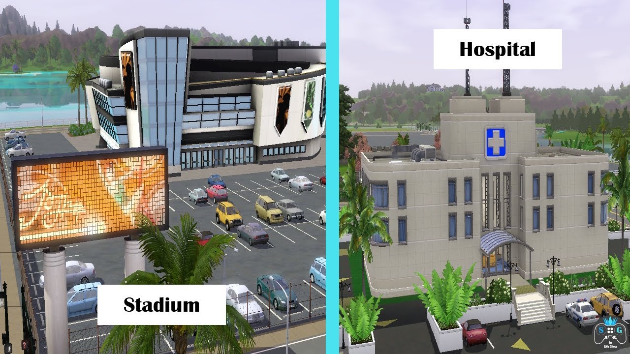 Suddenly a Stadium & Hospital appeared! | The Sims 3 Speed Build - YouTube