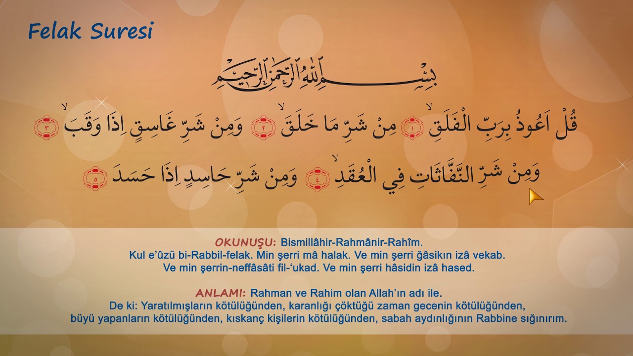 Felâk Suresi ve Anlamı | Namazda Okunan Sureleri Ezberle - YouTube
