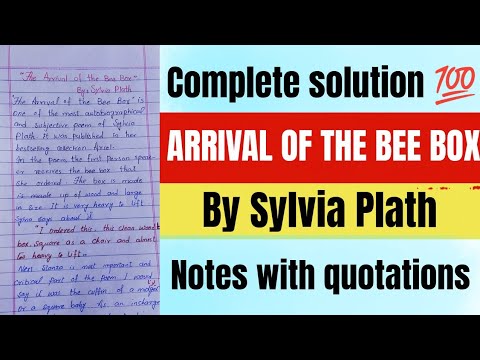 The Arrival of the bee box summary in Hindi|Sylvia Plath poetry|Easiest ...