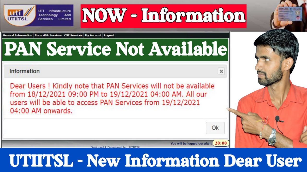 Dear Users ! Kindly note that PAN Services will not be available from ...