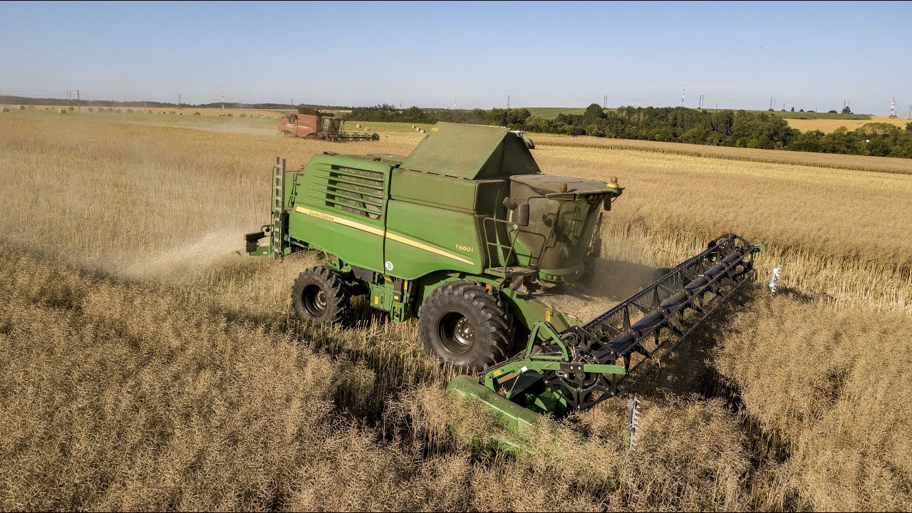 Žně řepky/ Canola harvest 2019 ! N.H.CR10.90,John Deere T660i, Case IH ...