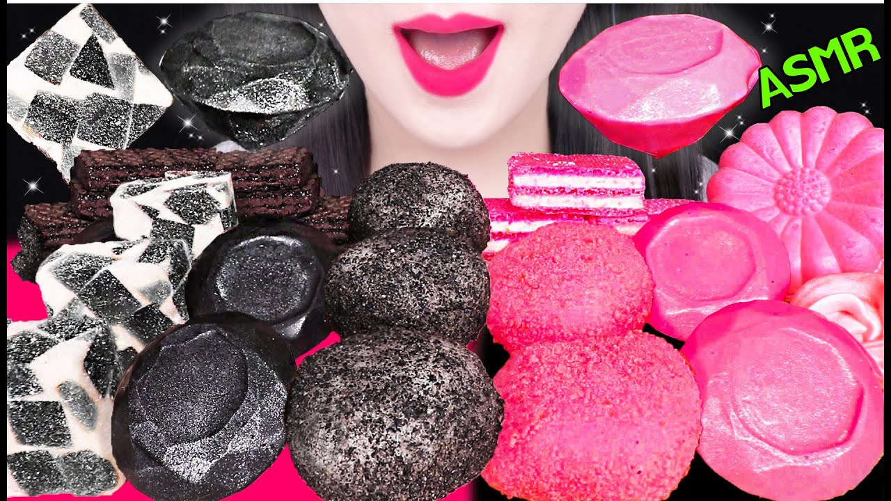 BLACK PINK FOODS MUKBANG 블랙 핑크 푸드 먹방 JANE ASMR 제인 - YouTube