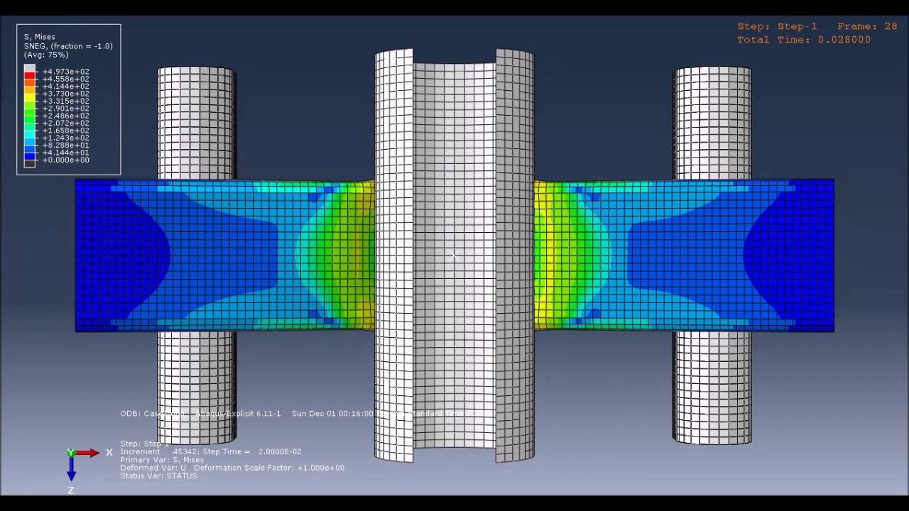 Aluminum Extrusion 3-Point Bending Abaqus FEA - Case 2 - YouTube