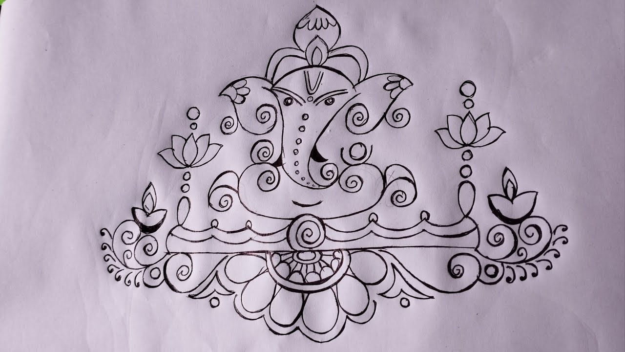 Ganesh Chaturthi special design/How to draw a Ganesh design/Ganesh ...