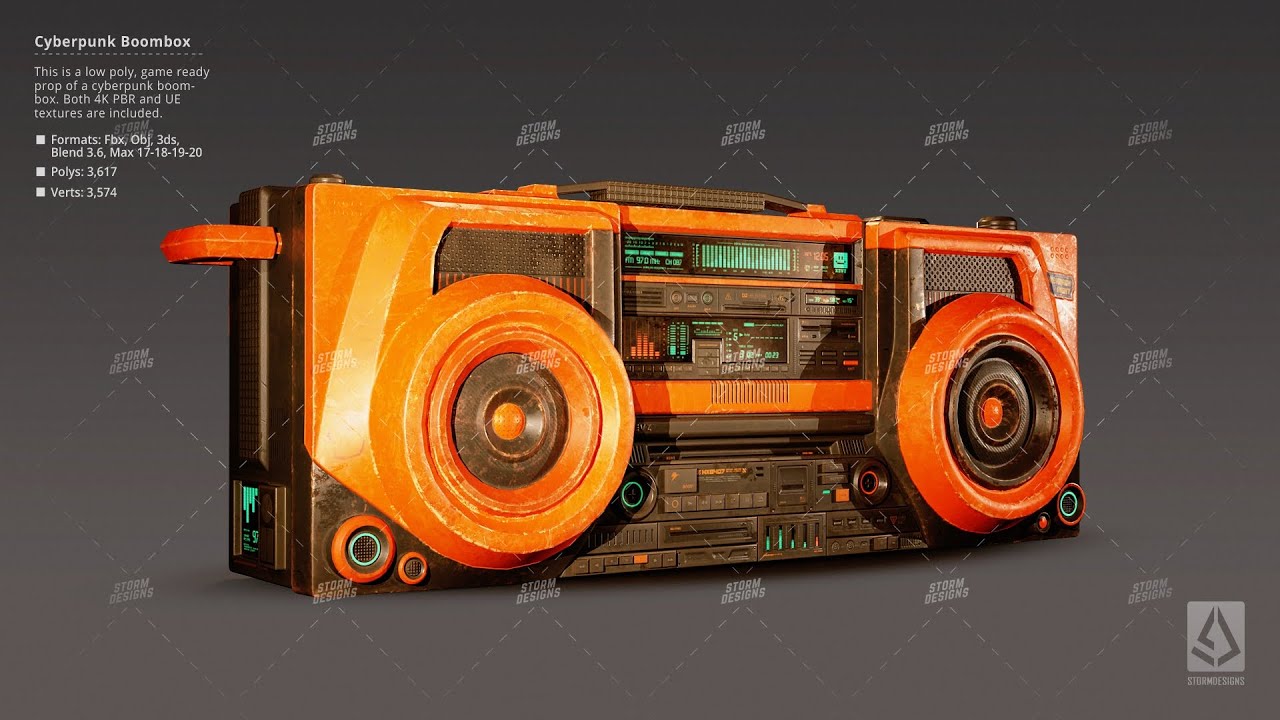 Cyberpunk Radio Boombox Prop 3D Low Poly PBR UE Textures - YouTube