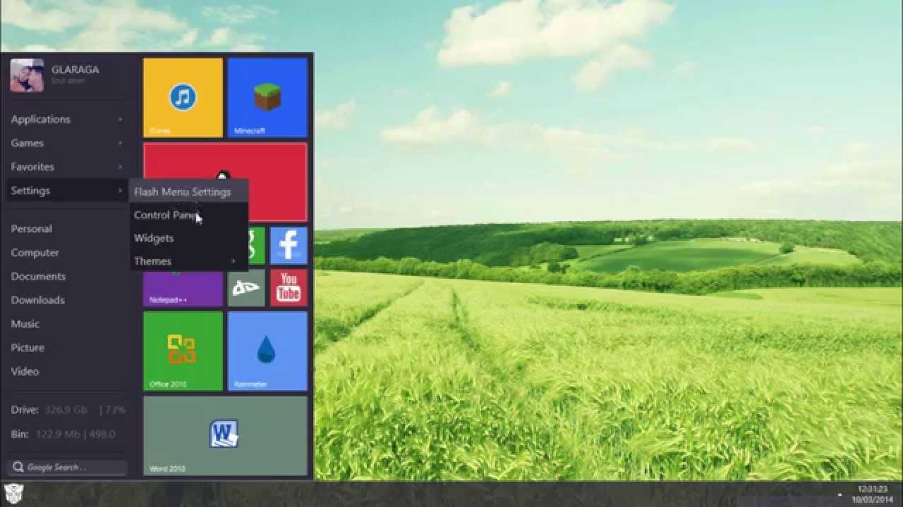 Flash Menu - Windows 9 Start Menu - YouTube