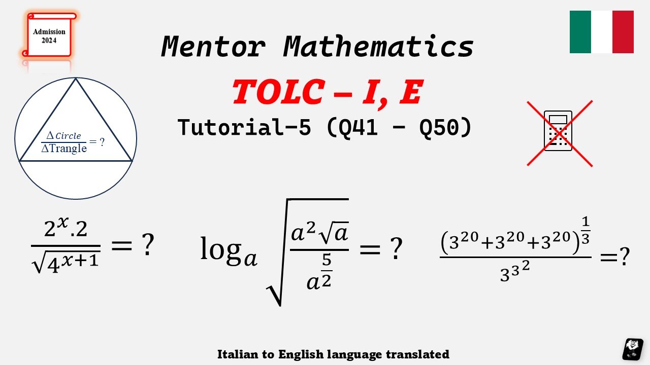 TOLC-I/E Exam math practise, T-5, (CISIA mentor practise materials) # ...