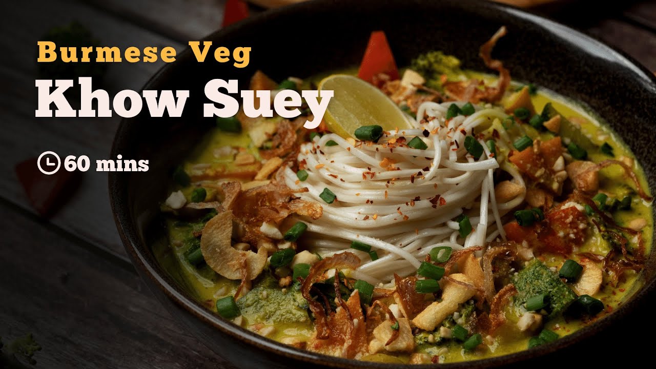 Khow Suey Recipe | Veg Khow Suey | Khao Suey | Vegan Recipe | Noodle ...