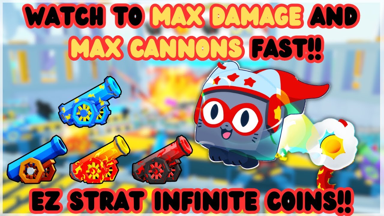 how to MAX DAMAGE and MAX CANNONS FAST on cannon tycoon pet simulator ...