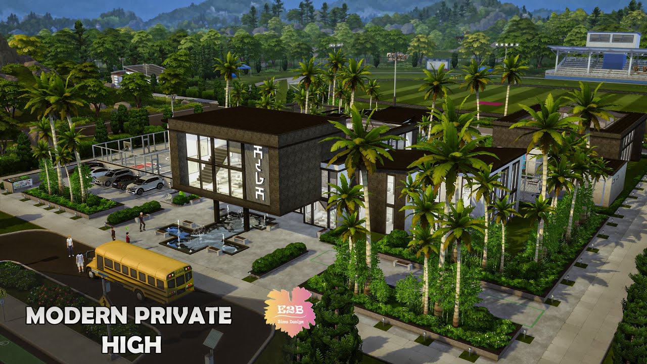 MODERN PRIVATE HIGH SCHOOL | SIMS 4 CC SPEED BUILD | DOWNLOAD LINK ...