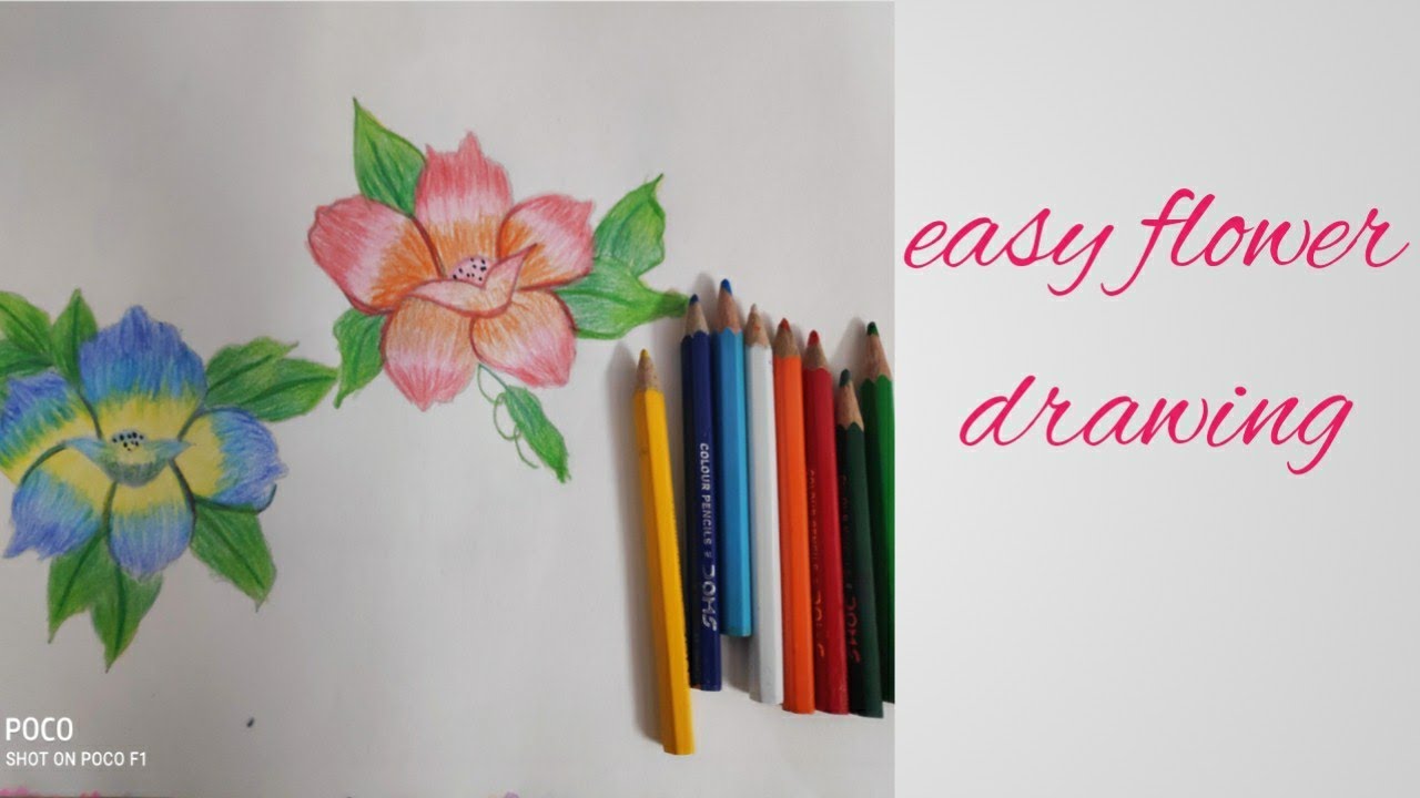 easy flower drawing using colour pencils - YouTube