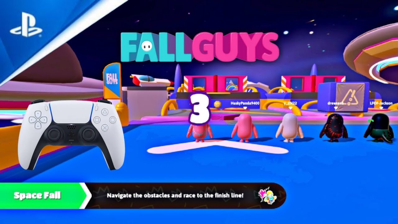FALL GUYS PS5: Space Fall stage | PS5 Gameplay - YouTube