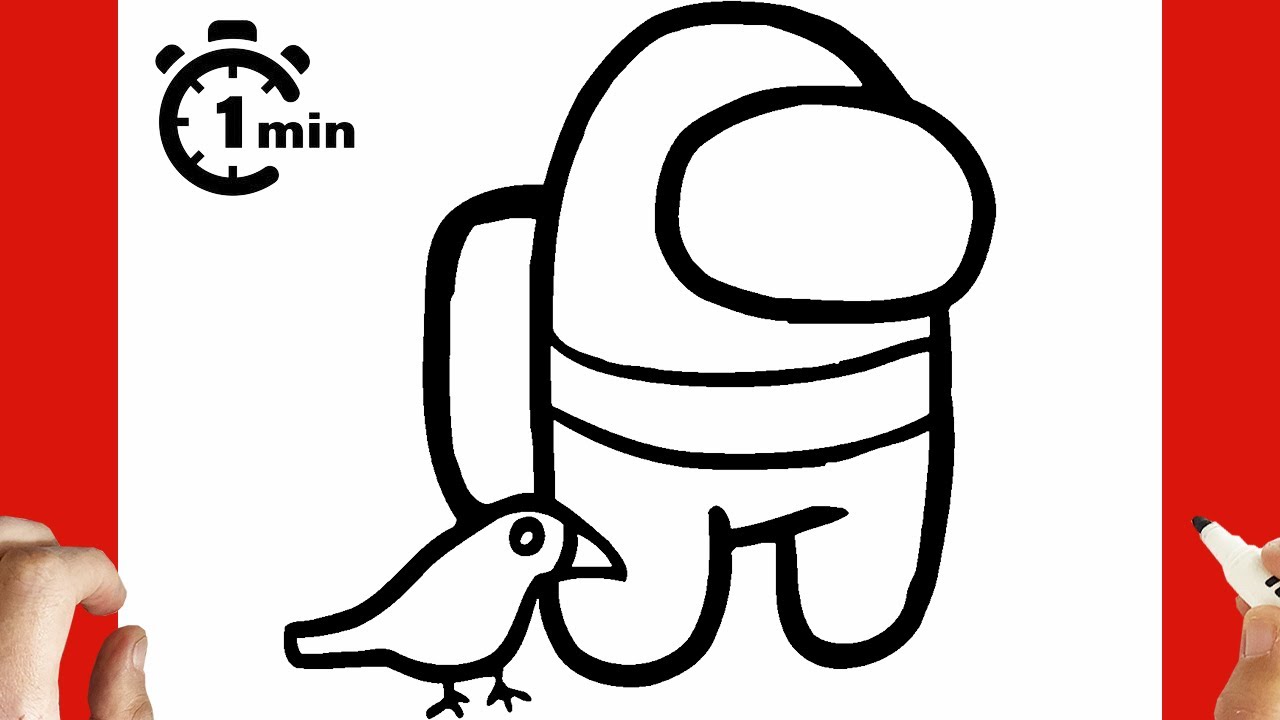 HOW TO DRAW AMONG US AND PET BIRD - 1 MINUTE TIME-LAPSE VIDEO 👈 - YouTube