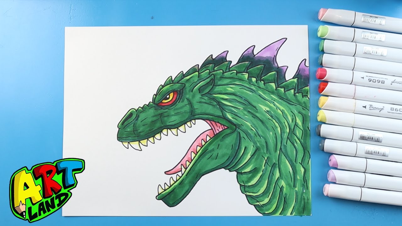 How to Draw Godzilla Millenium Face - YouTube