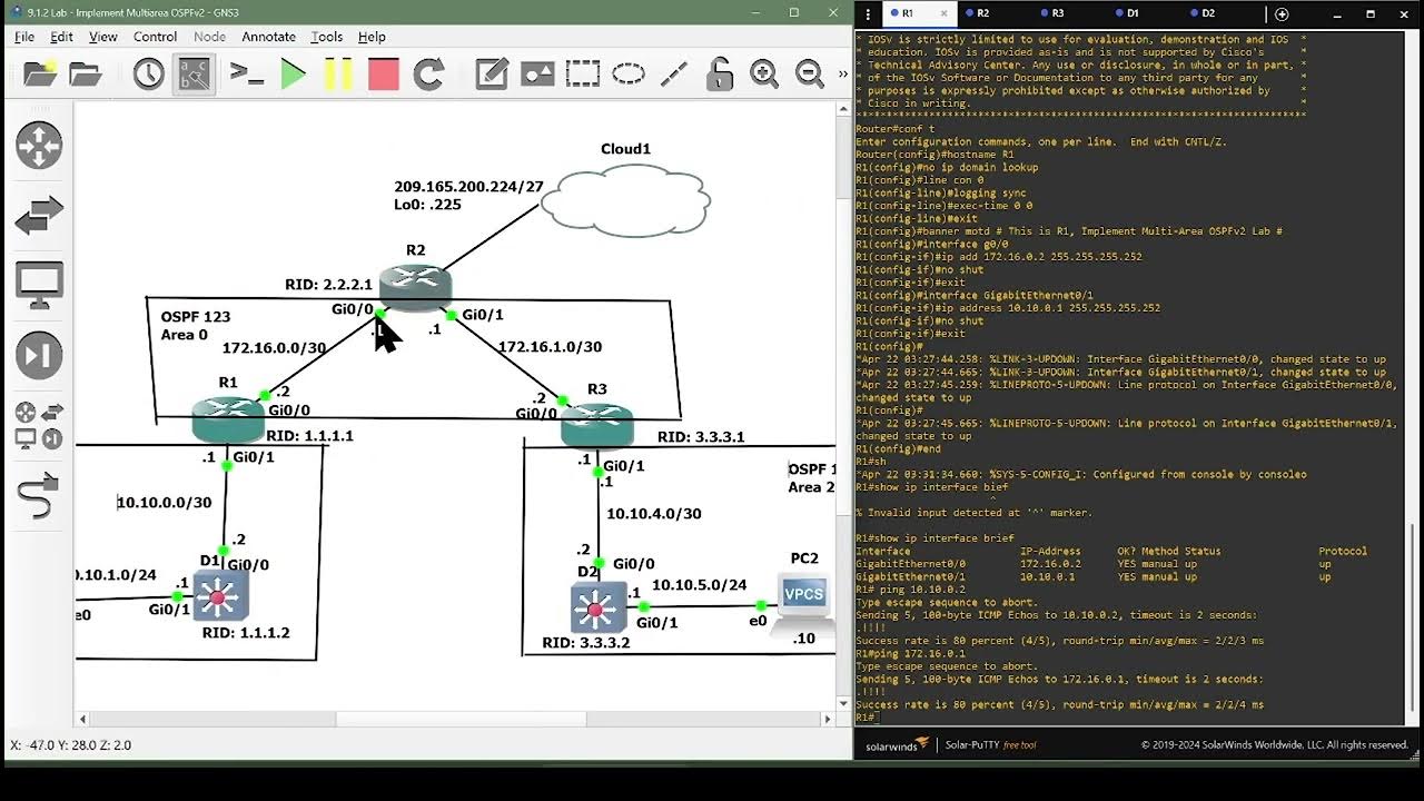 CCNP ENCOR - 9.1.2 Lab - Implement Multiarea OSPFv2 - YouTube