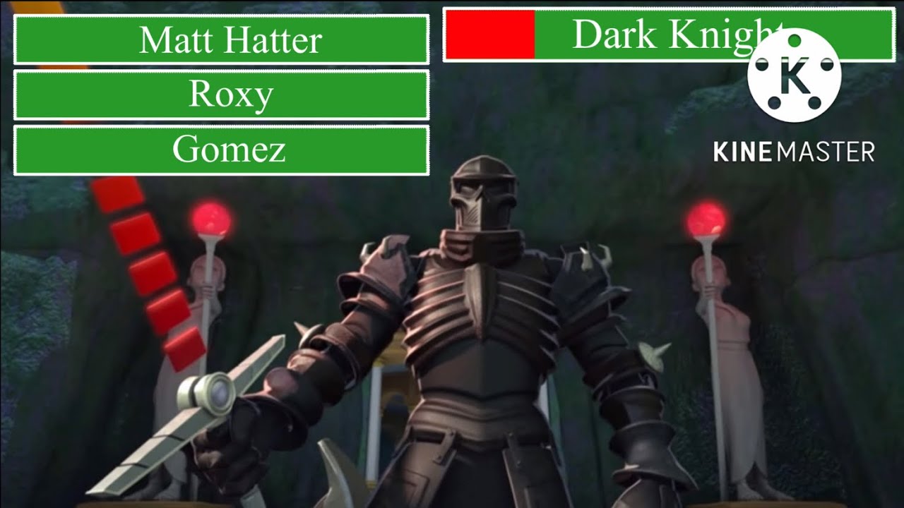 Matt Hatter, Roxy and Gomez vs Dark Knight (with healthbars) final ...