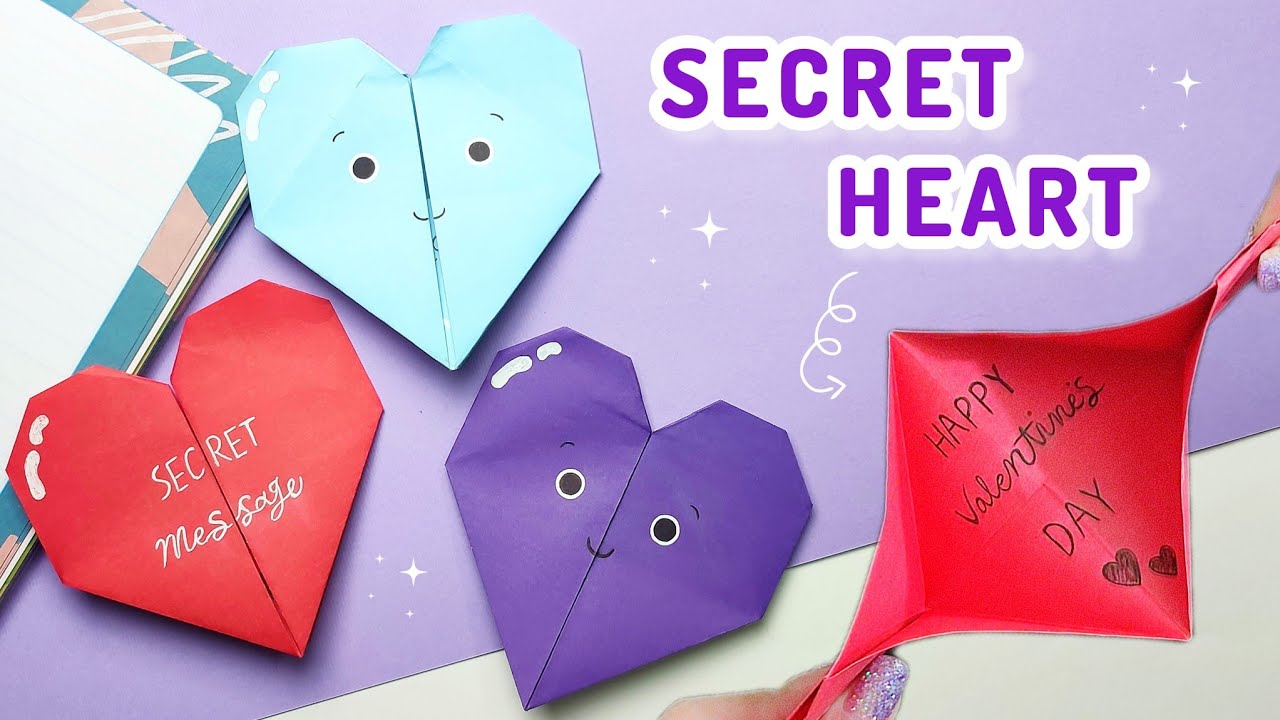 Easy origami heart with surprise message / Pop-up card - How to fold ️🌈 ...