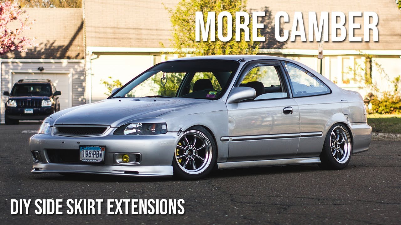 CHEAP DIY Side splitters! + MORE CAMBER | Honda Civic EK Coupe - YouTube