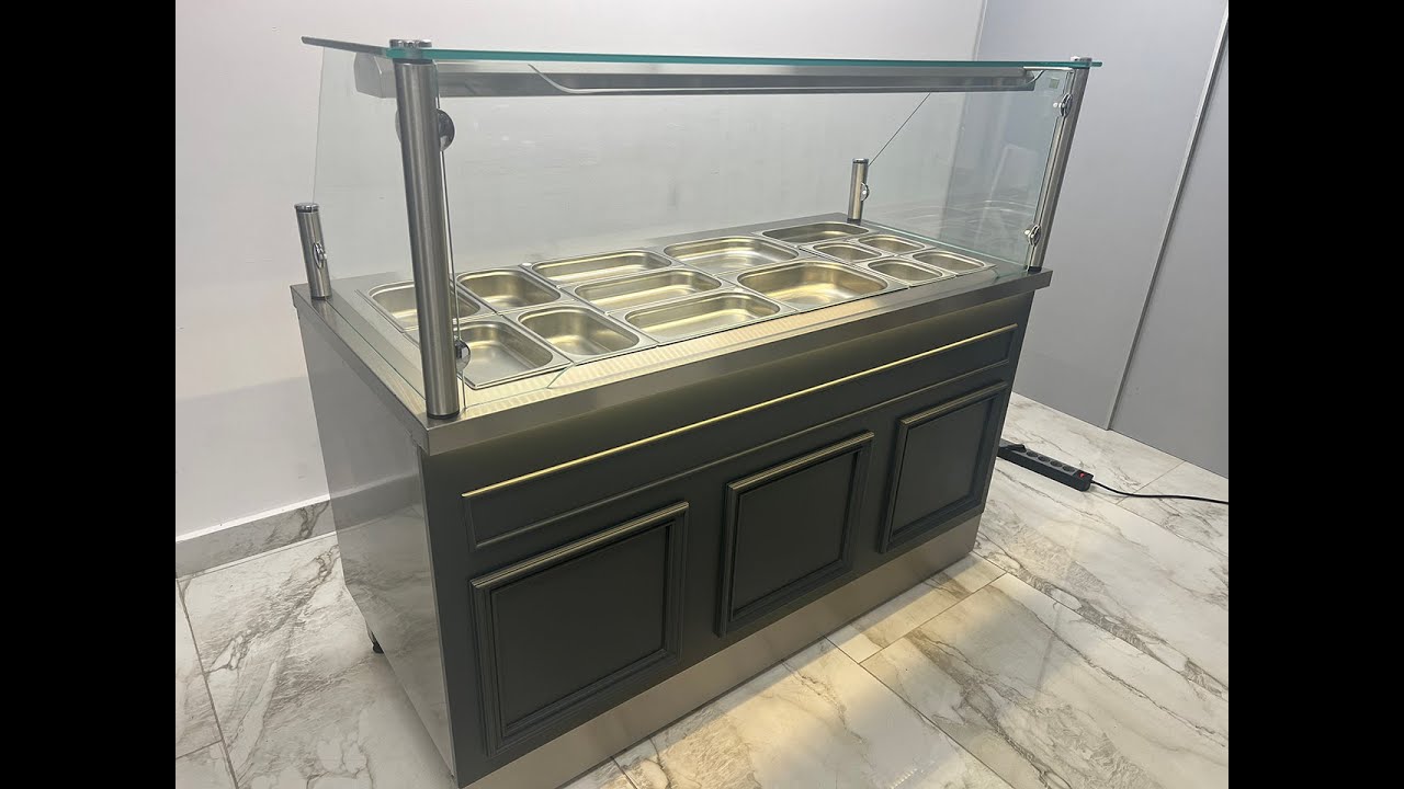 Salad Bar linie autoservire, Ideal Inox, 4 GN, blat inox, design MDF ...