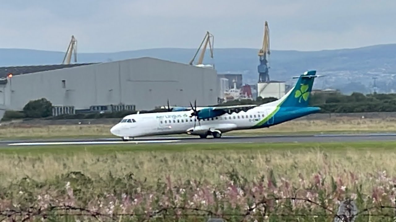 Aer Lingus backtrack and runway vacate at BHD (2) - YouTube
