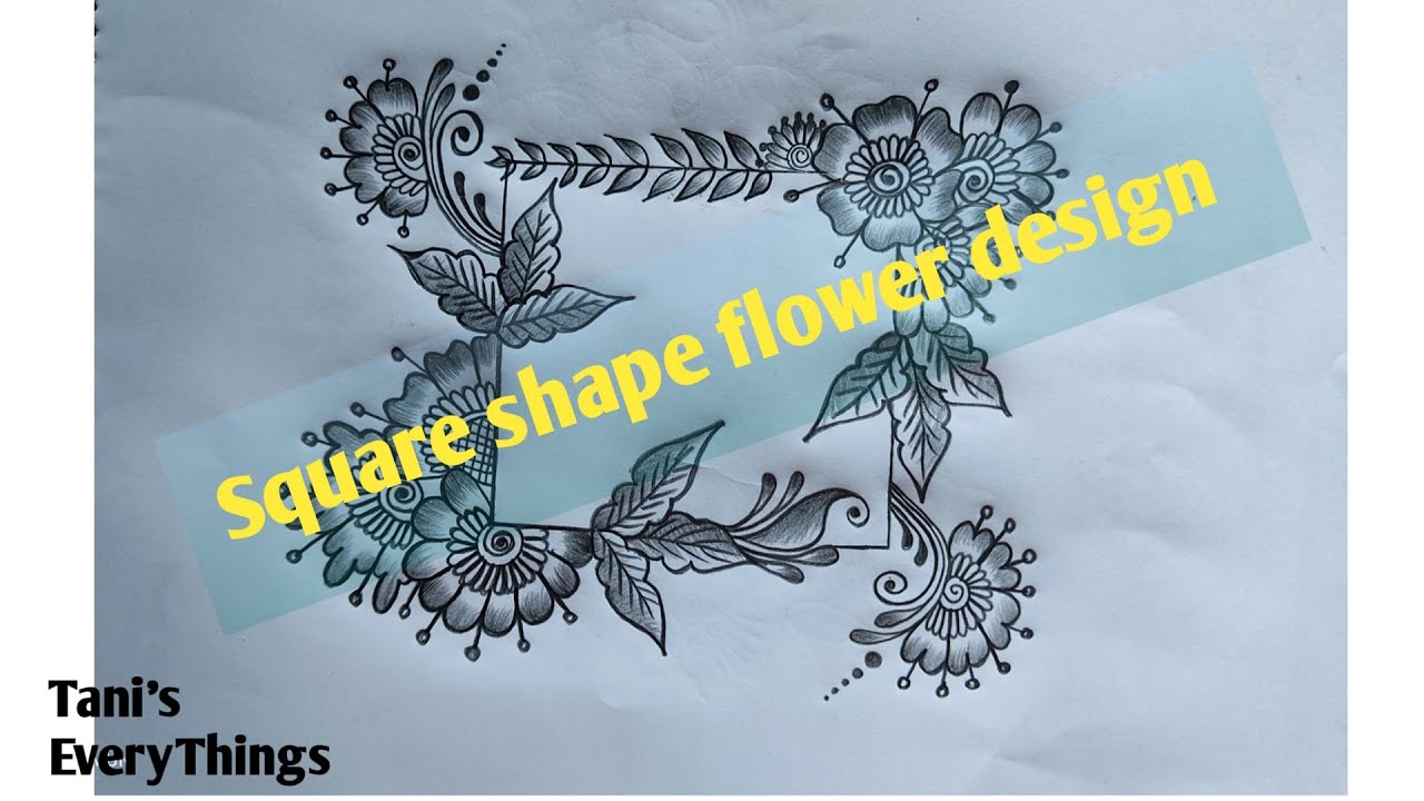 Awesome Square shape design // Square shape Flower design//pencil ...