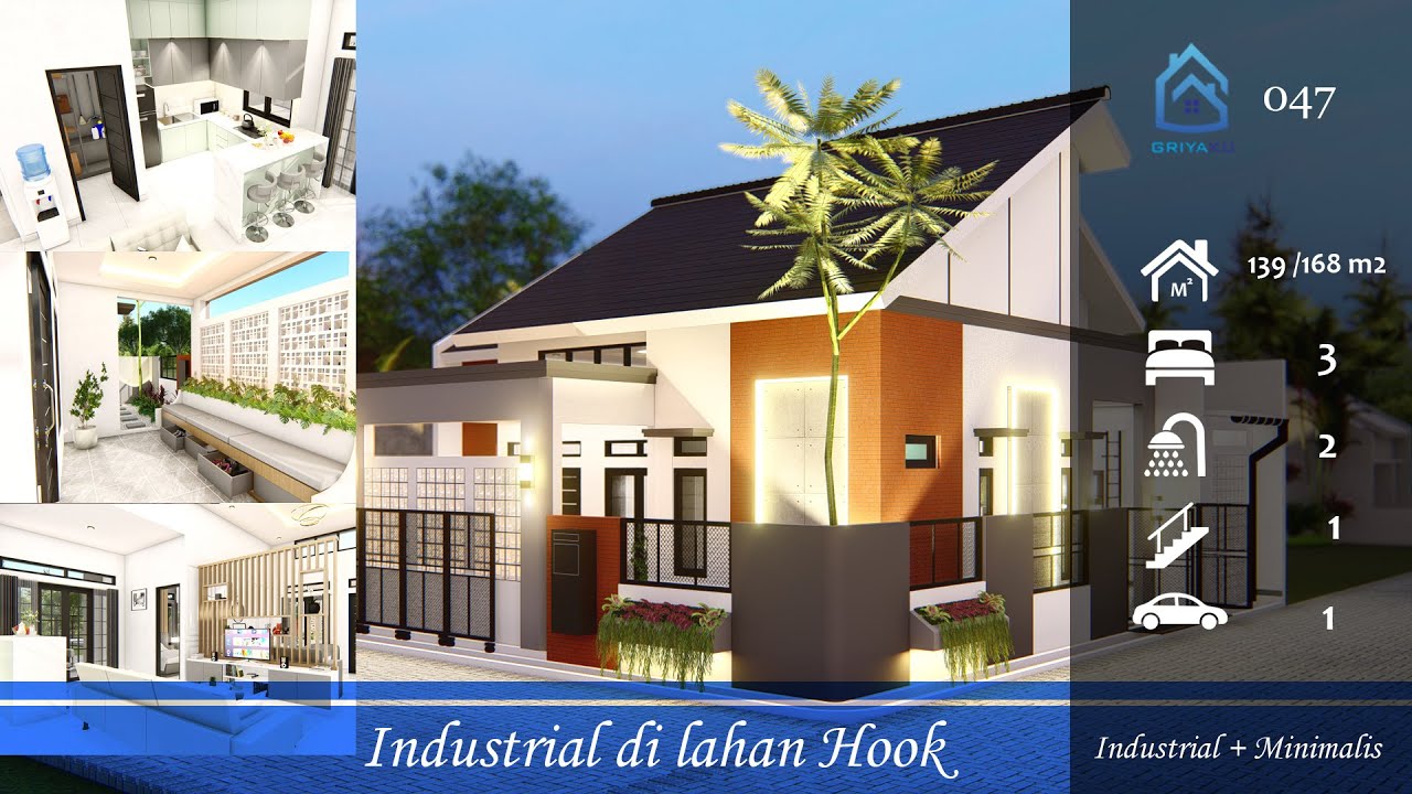 rumah konsep industrial di lahan hook - YouTube