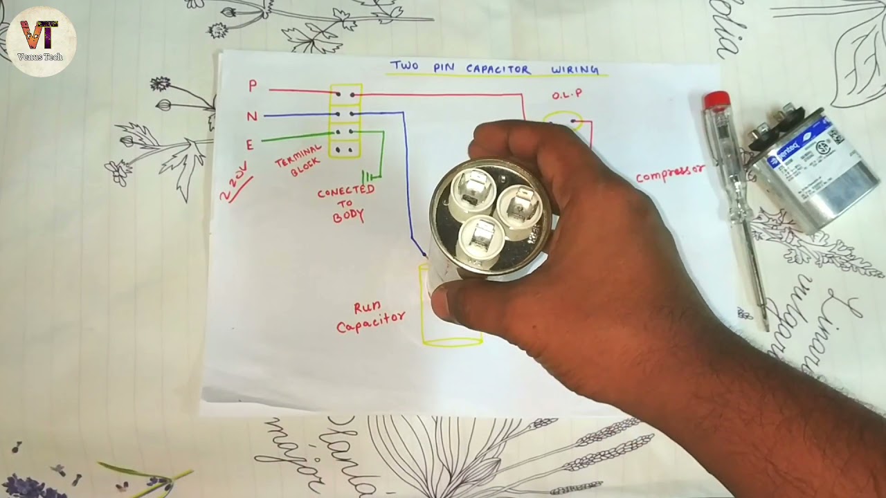 2 pin and 3 pin capacitor differences and wiring || 2 pin and combine ...