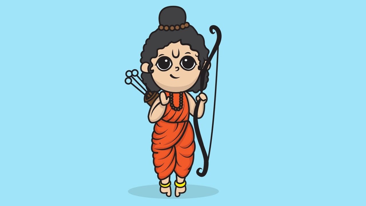 Shree Ram Bhagwan Drawing Illustration | How To Draw Shree Ram Bhagwan ...