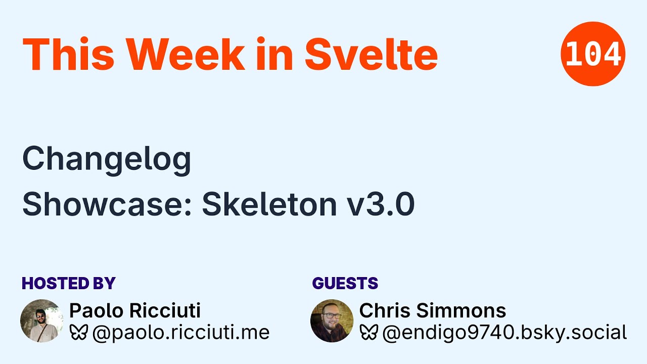 This Week in Svelte, Ep. 104 — Changelog, Skeleton v3.0 - YouTube