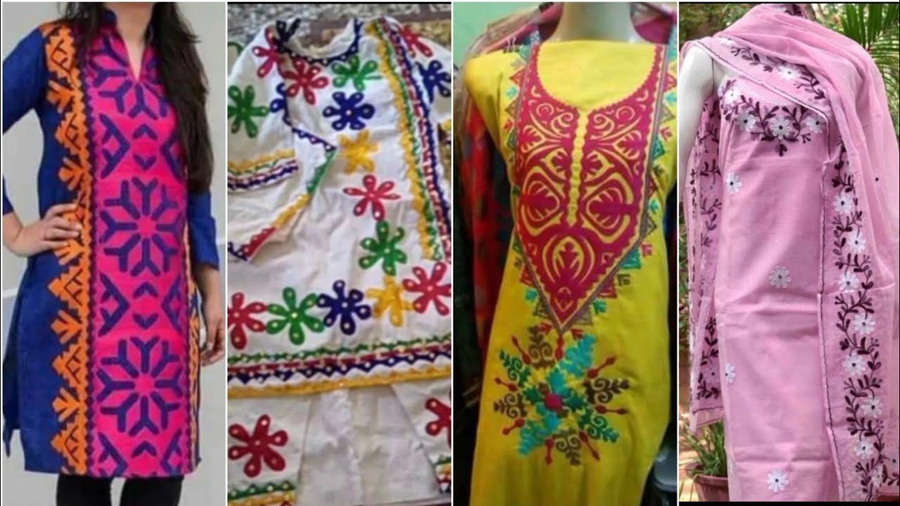 Most beautiful traditional sindhi aplic work patch work dress designs ...