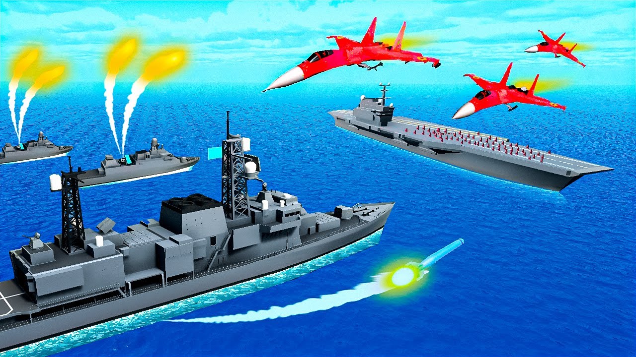 New Naval Battleships vs Impossible Boss Aircraft Carrier! - YouTube