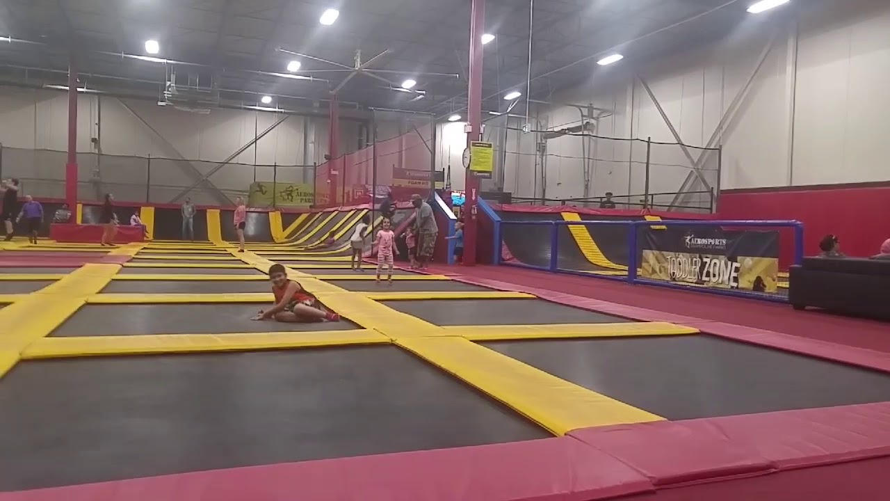 Jumping around at trampoline park - YouTube