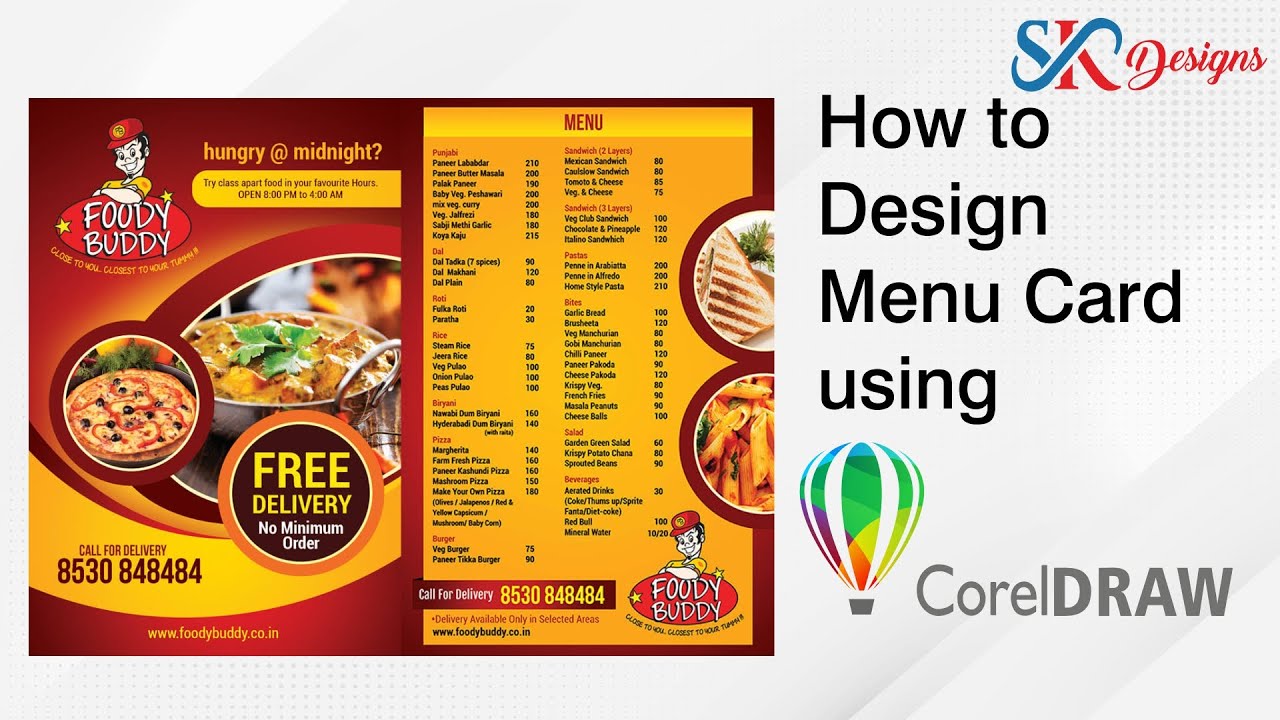 How to Design a Menu Card in Corel Draw | Tutorial - YouTube