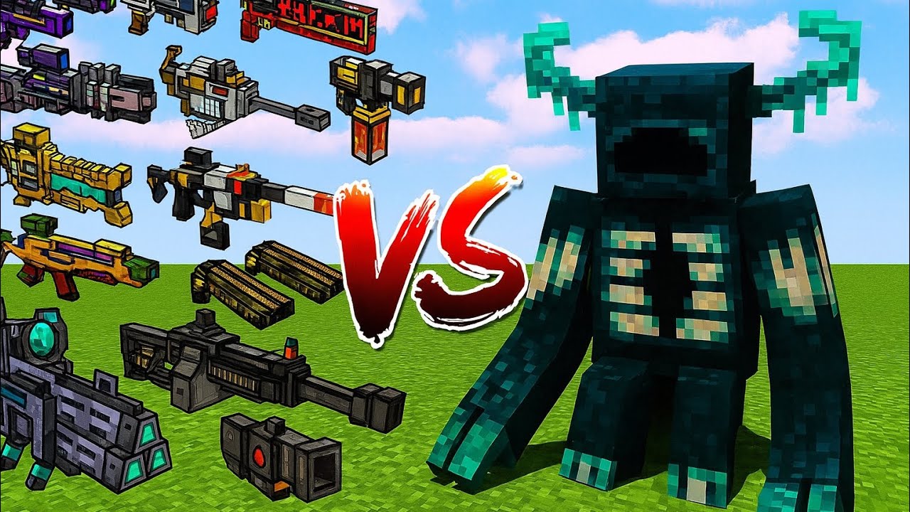 Crazy Minecraft battle! Custom weapons vs the Warden — who wins? Watch ...