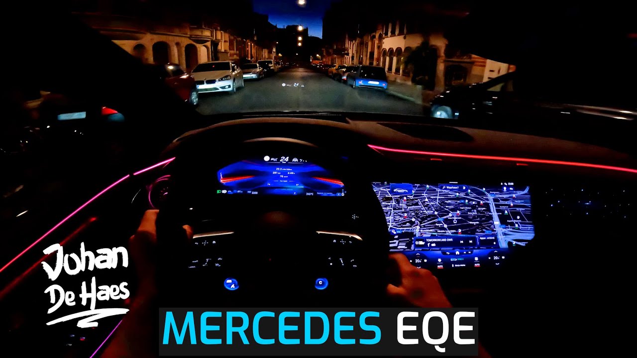 MERCEDES EQE NIGHT DRIVE & DEMO DIGITAL LIGHTS - YouTube
