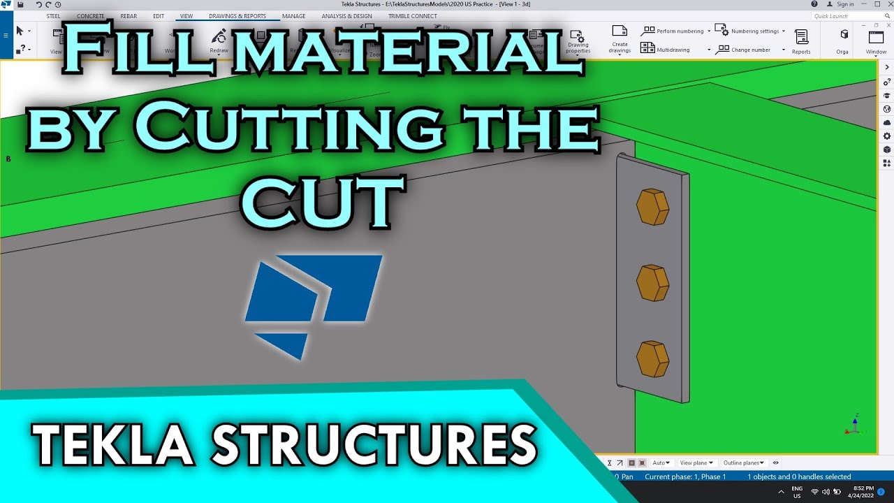 How To Fill Material In A Cut In Tekla Structures Tekla Structures Tutorial Sdc Youtube
