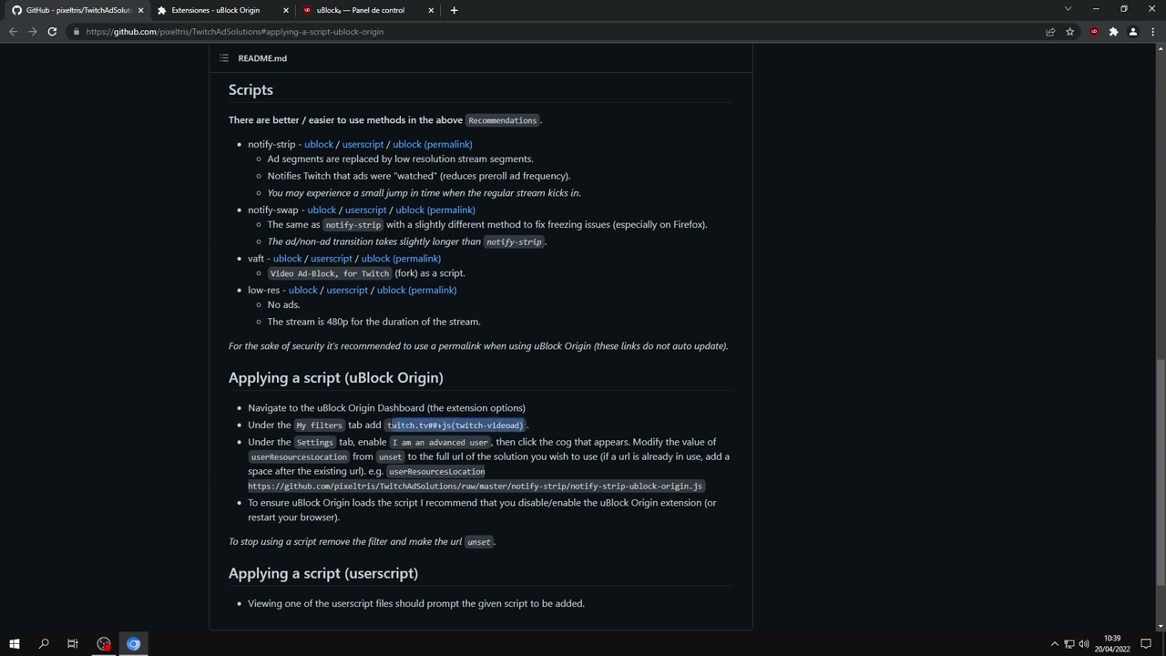 Ublock origin twitch script