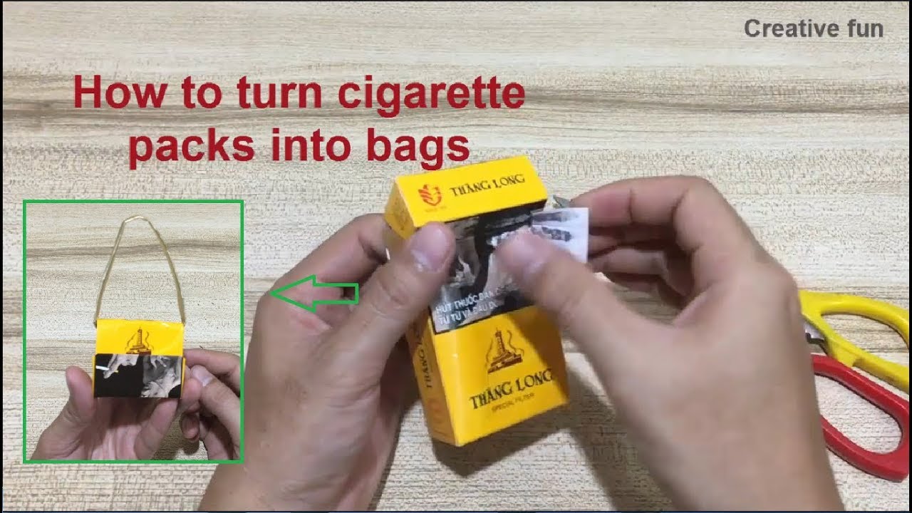 How to turn cigarette packs into bags - Creative fun - YouTube