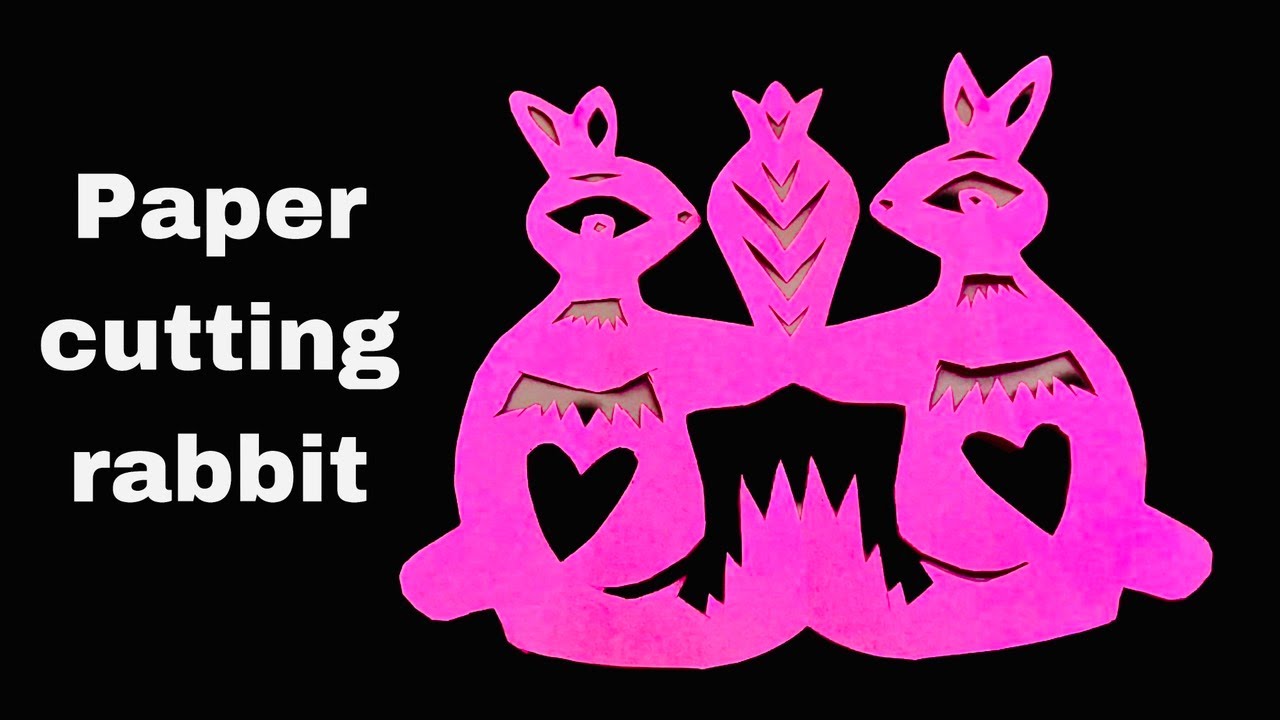 How to make paper cutting two rabbit / Rabbit paper cutting easy / Very ...