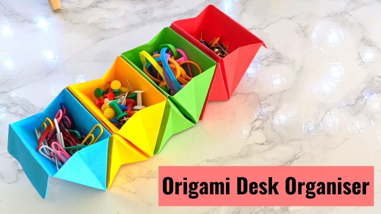 DESK ORGANIZER DIY | MAKE YOUR DESK CUTE | ORIGAMI CRAFT | ORIGAMI ...
