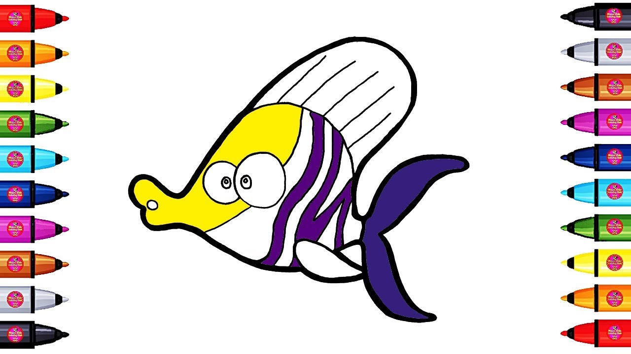 How to Draw and Color Fish, Coloring Sea Fishes for Kids - YouTube