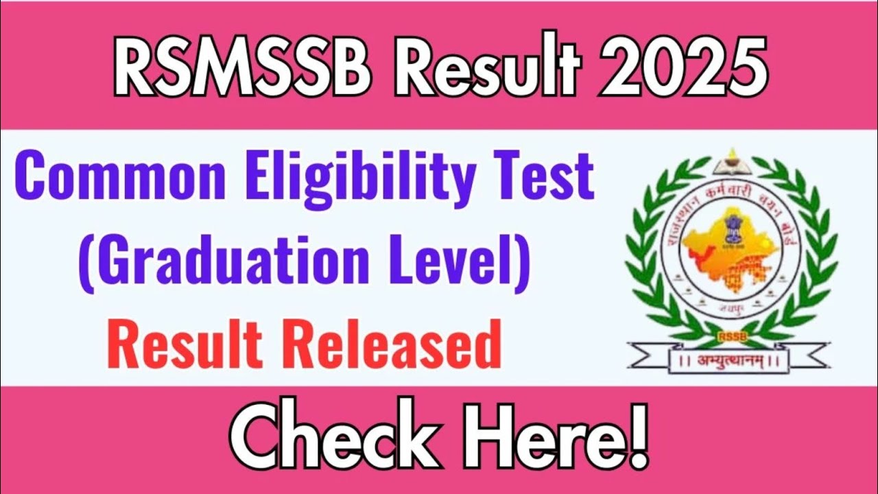 RSMSSB CET Graduation Level Scorecard 2025 Out l Download Link Active ...