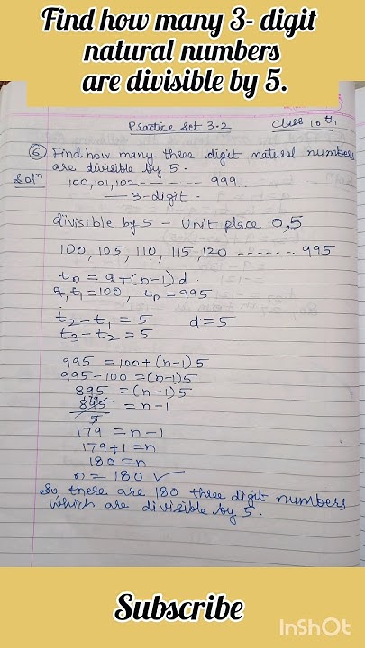 Find how many 3-digit natural numbers are divisible by 5 #getgroomed #arithmaticprogression ...