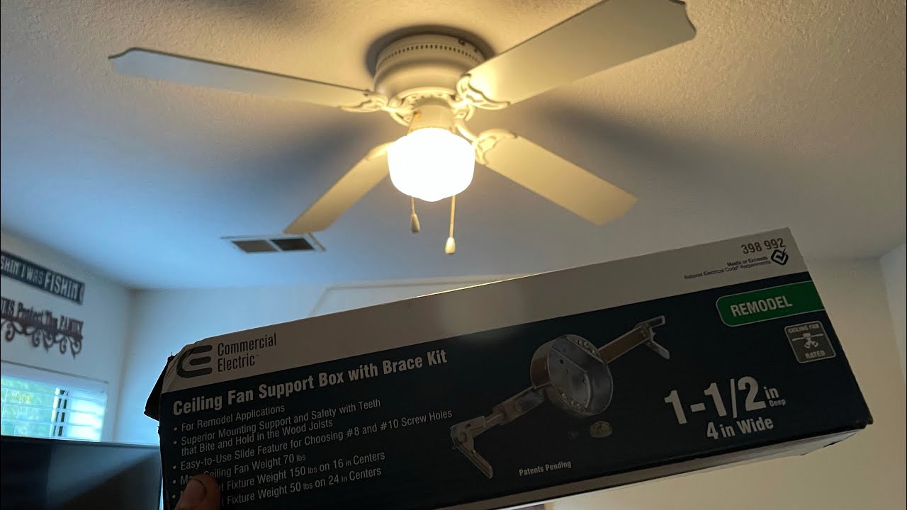 How To Install Commercial Electric Ceiling Fan Support Box With Brace ...