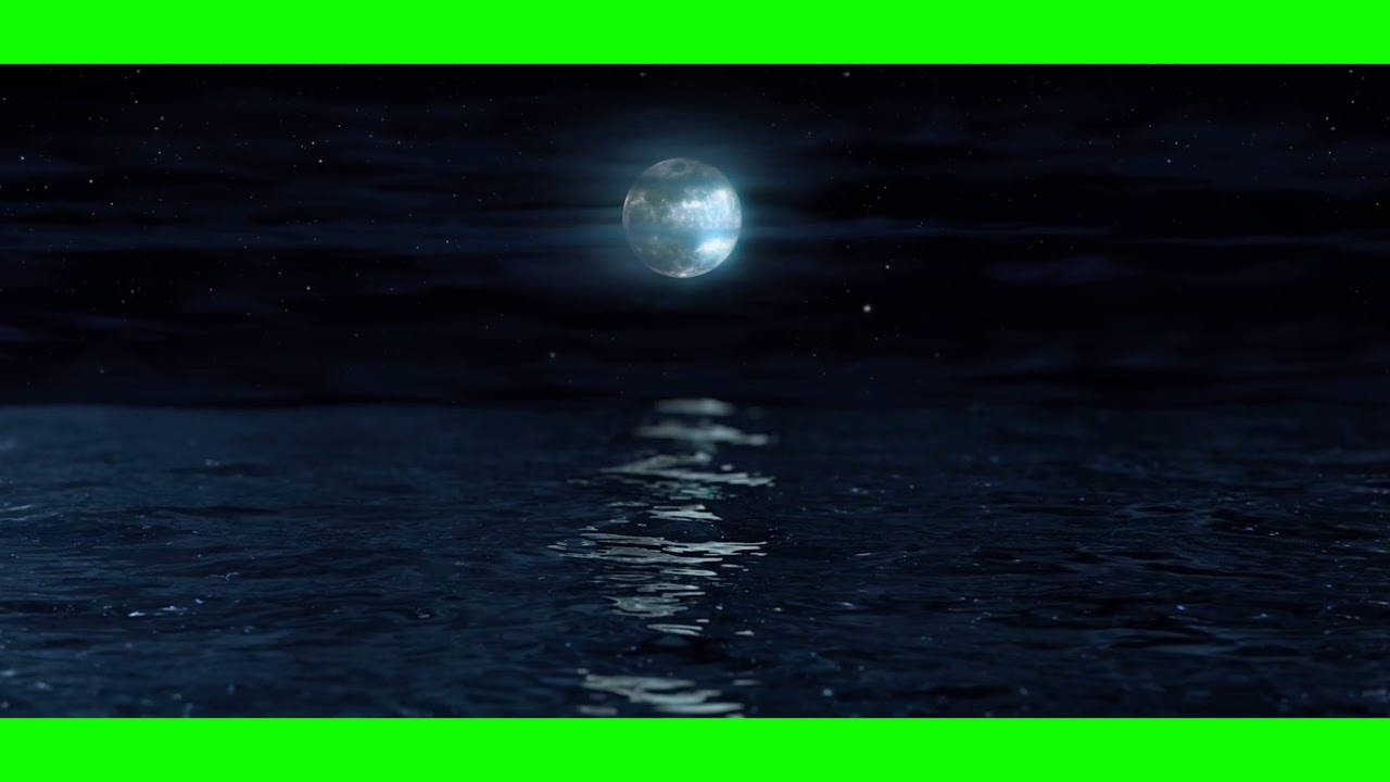 4K Green Screen Free - FULL MOON OVER THE OCEAN - YouTube