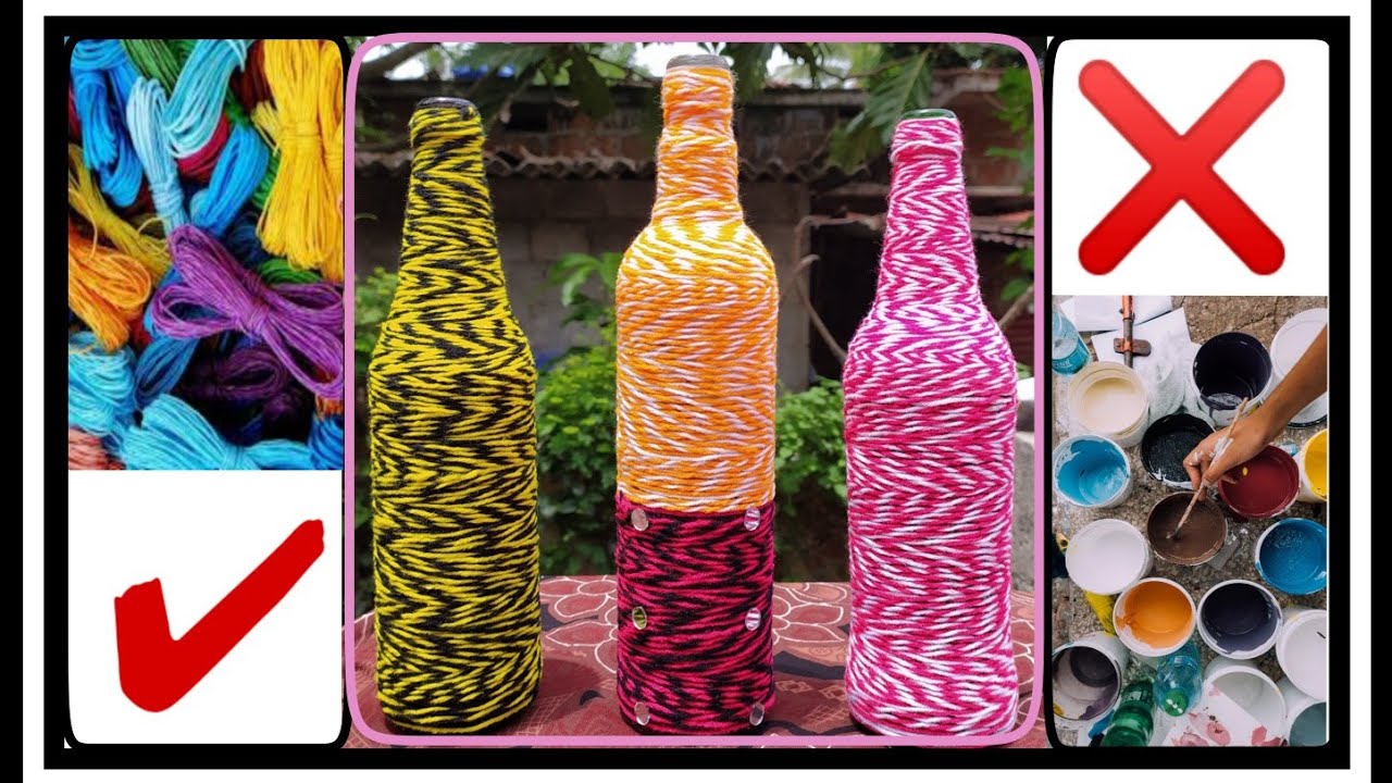 Bottle art with woolen thread | diy bottle art | beginners | out of ...