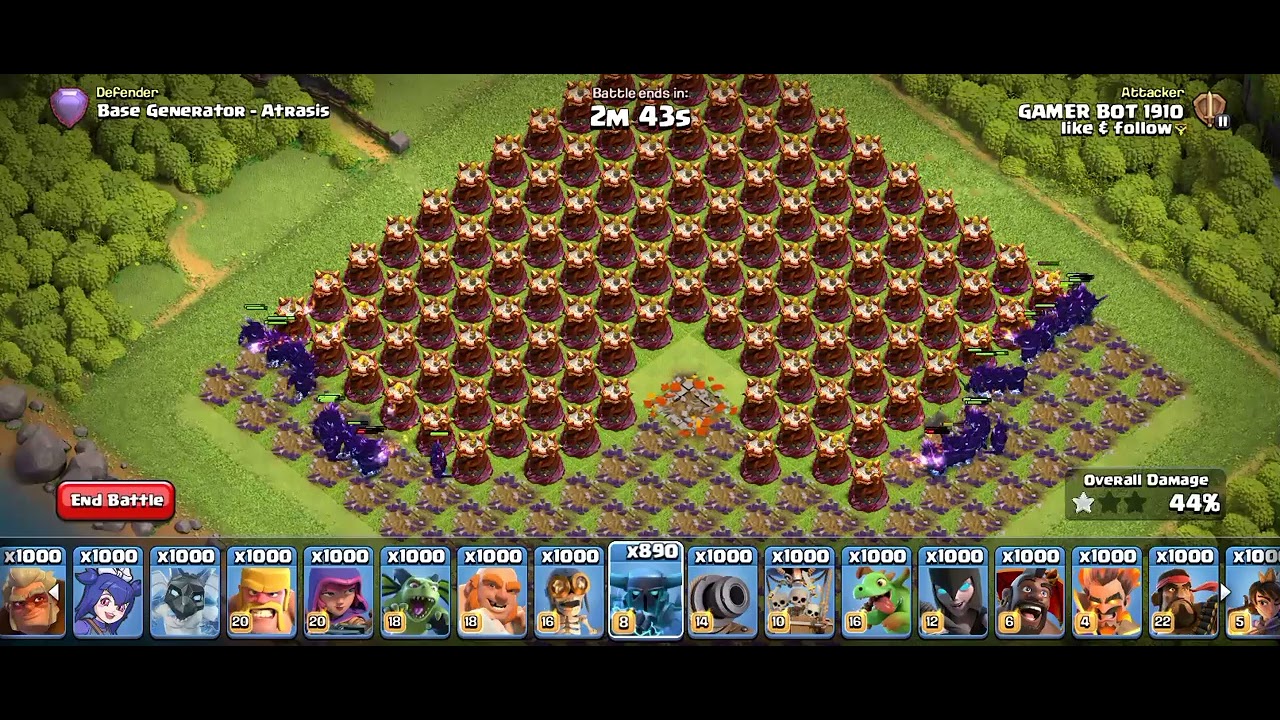 Full village of Max Wizard tower vs Max Power Pekka (clash of clans) # ...