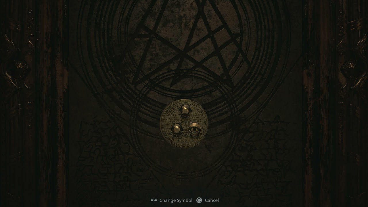 Resident Evil Village House Beneviento Three Medallion Insignia Door resident-evil-village-house-beneviento-three-medallion-insignia-door